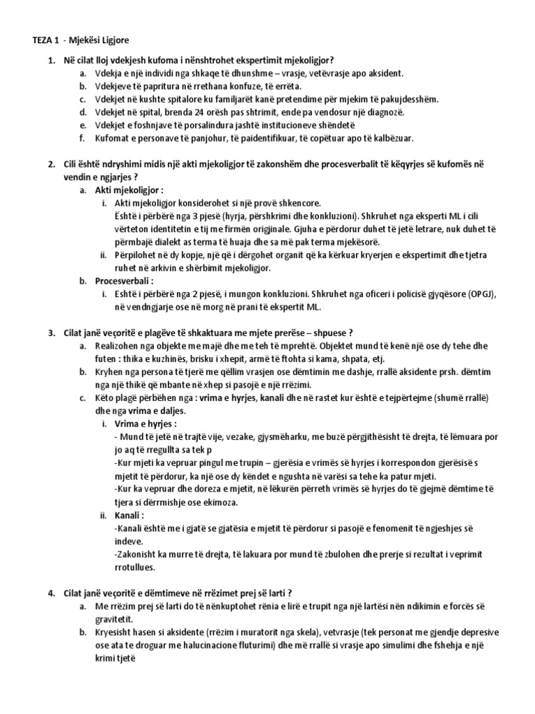 Teza Mjekësi Ligjore - Viti VI - MP | PDF