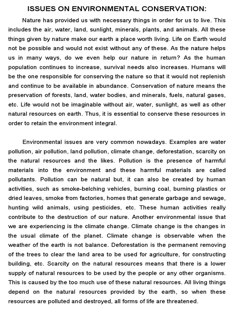 Environmental Conservation | PDF | Nature | Pollution