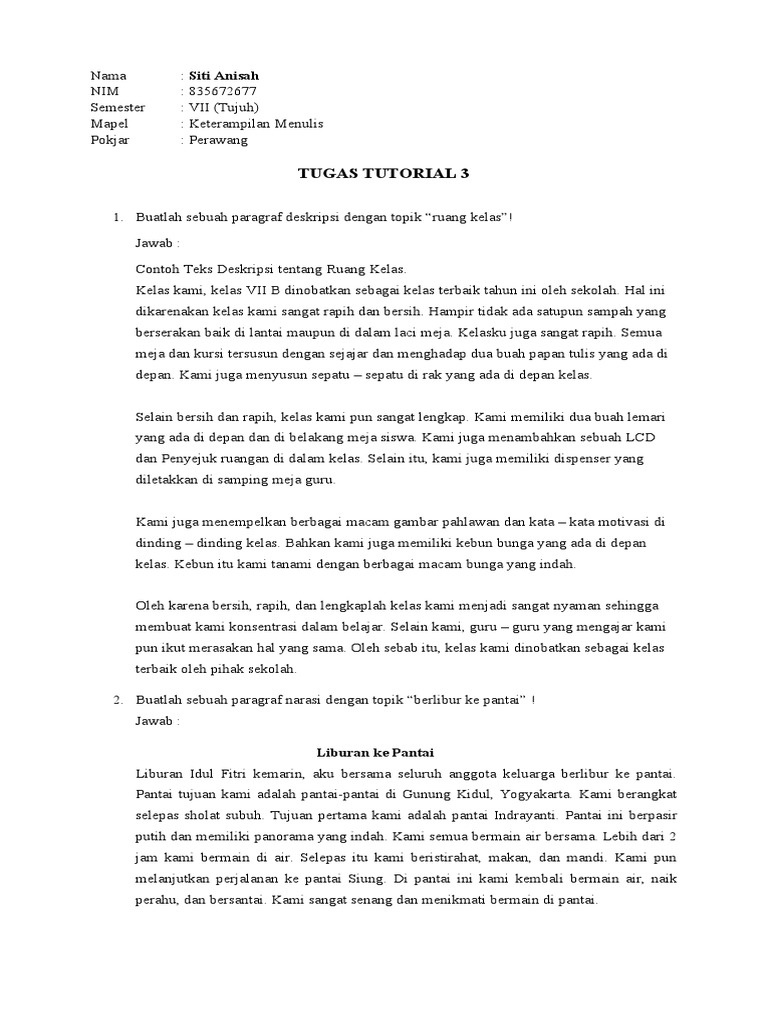 Tugas Tutorial 3 Keterampilan Menulis | PDF