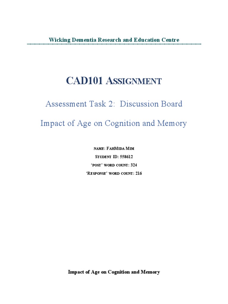 Assessment Task - 2 - CAD101 | PDF | Working Memory | Memory