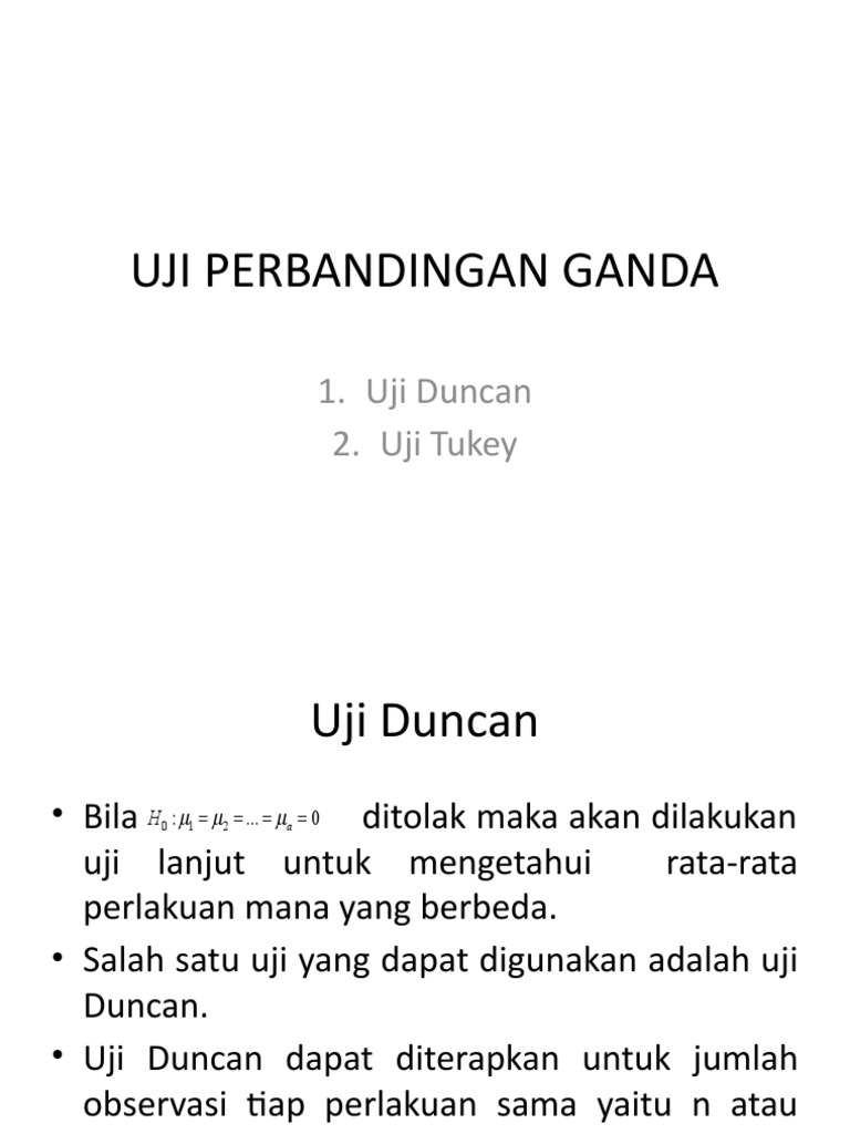 Perbandingan Uji Duncan dan Tukey | PDF