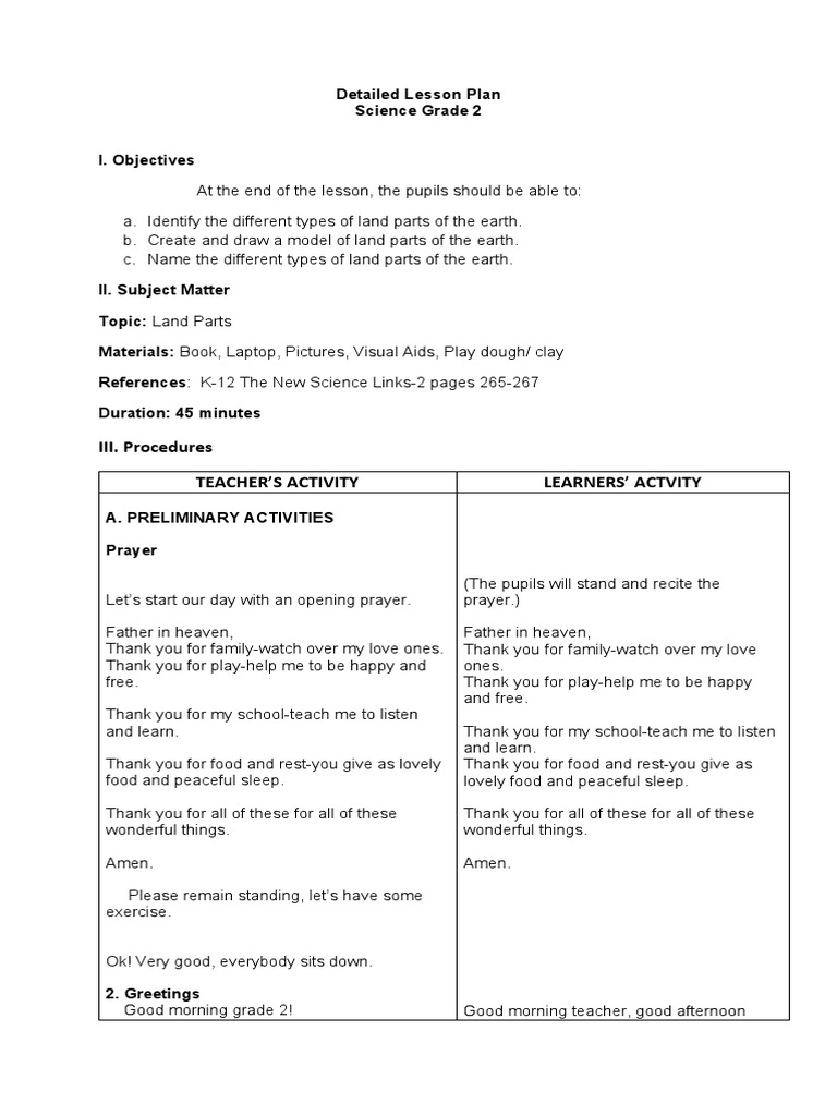 Detailed Lesson Plan in Science 2 | PDF | Plateau | Mountains