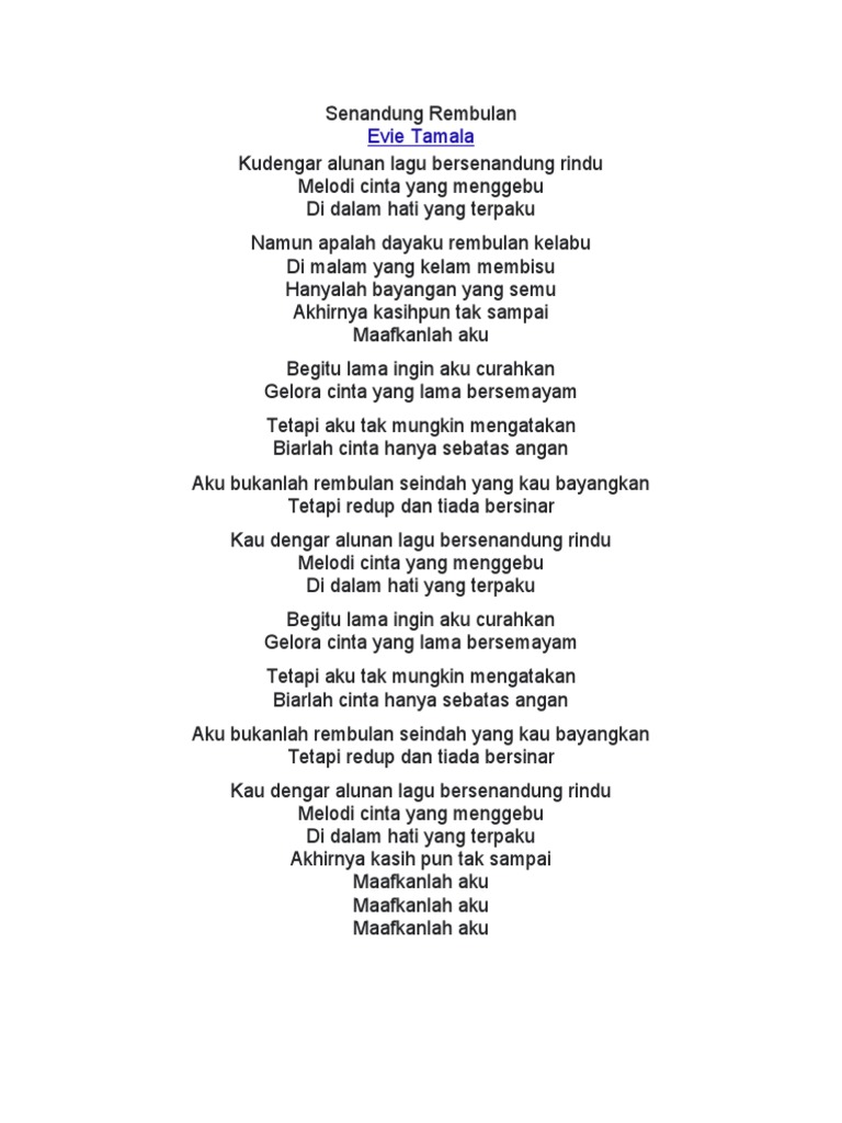 Lirik Lagu Senandung Rembulan | PDF