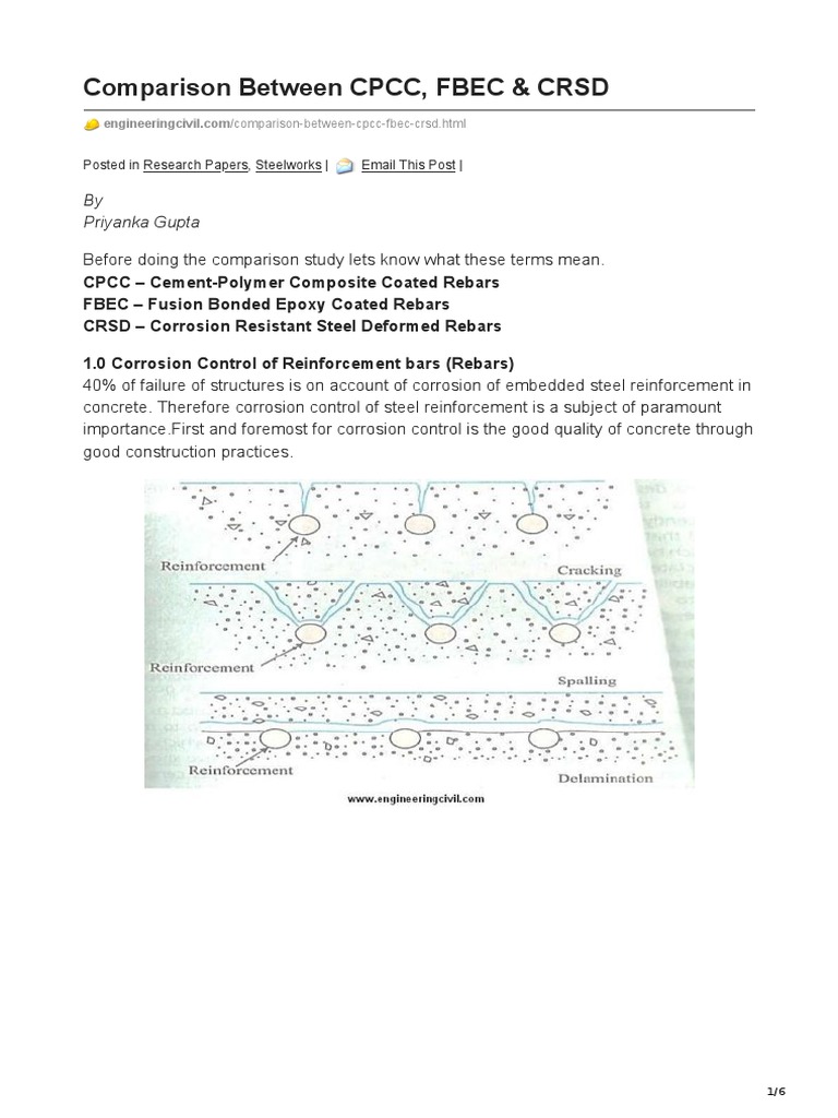 CPCC vs FBEC vs CRSD Rebar Comparison | PDF | Rust | Corrosion