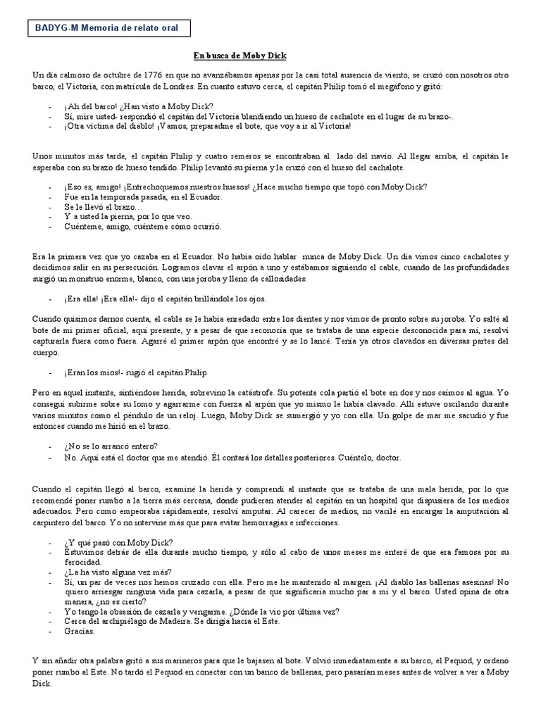 Memoria Badyg M | PDF | Moby Dick | Violencia