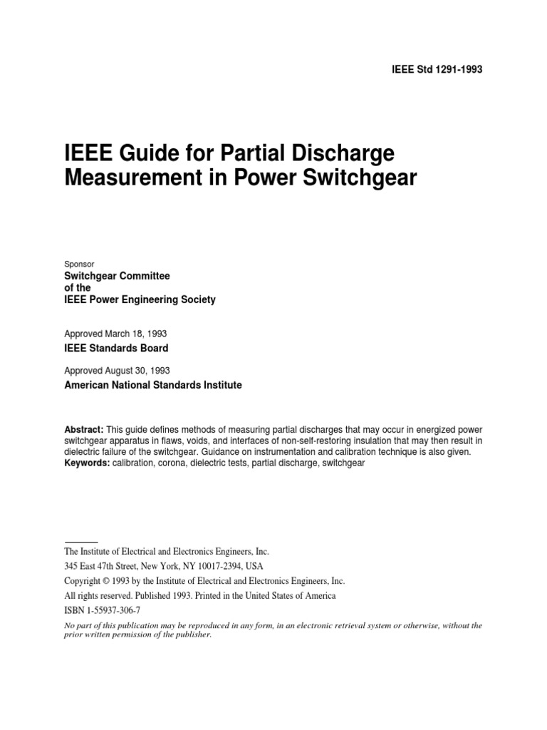 IEEE Guide For Partial Discharge Measurement in Power Switchgear | PDF ...
