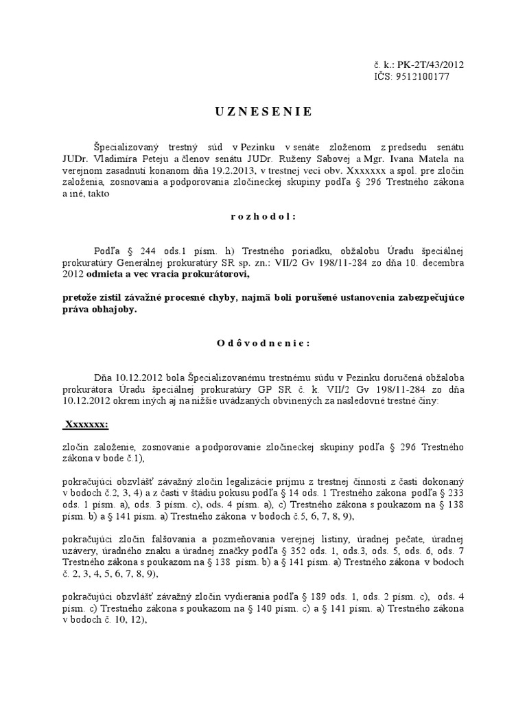 Porusenie Prava Obhajoby Nepredlozeny Original Spisu | PDF