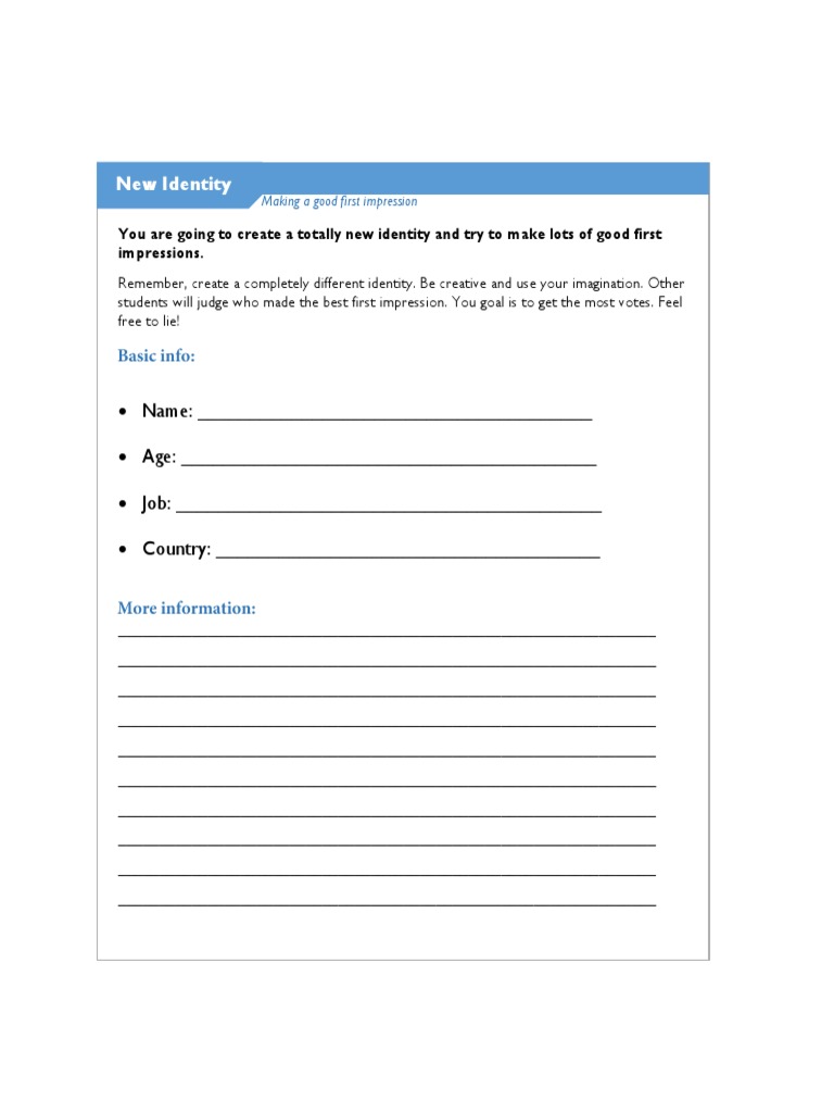 First Impressions Activity Sheet | PDF