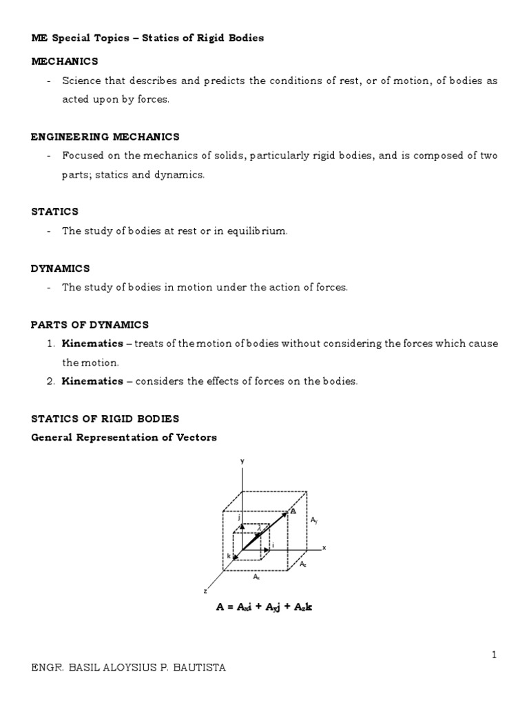 Statics of Rigid Bodies | PDF | Force | Kinematics