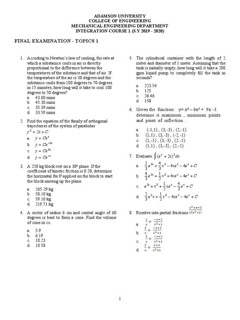 Final Exam Questionnaire | PDF | Collision | Strength Of Materials