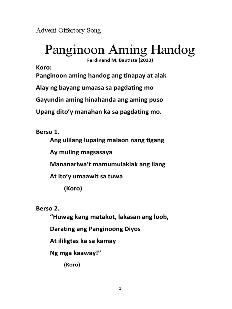 Panginoon Aming Handog | PDF