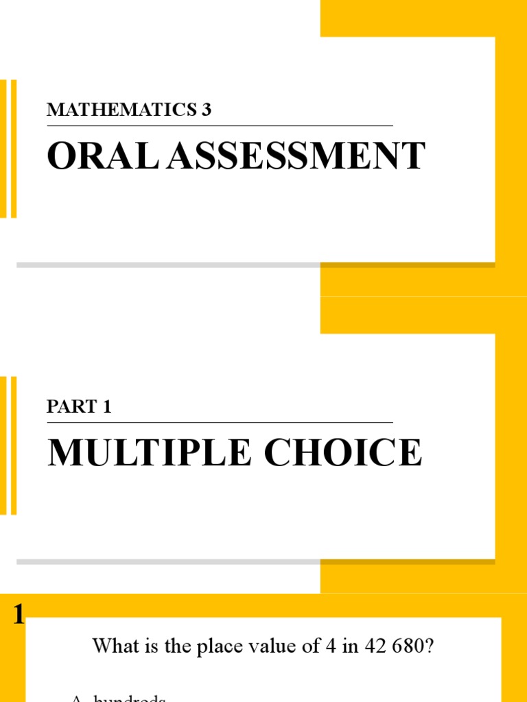 Oral Assessment - Math 3 | PDF