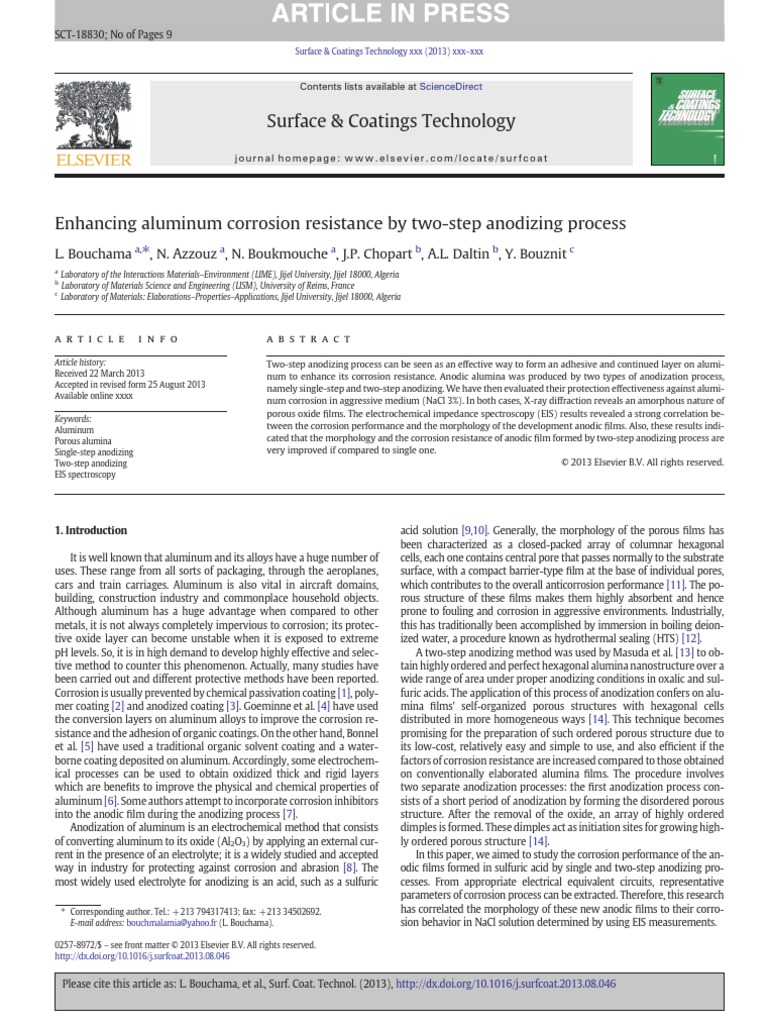 Enhancing Aluminum Corrosion Resistance by Two-Step Anodizing Process ...
