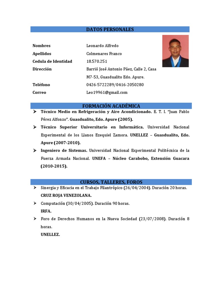 Curriculum Vitae | PDF | Venezuela | Science