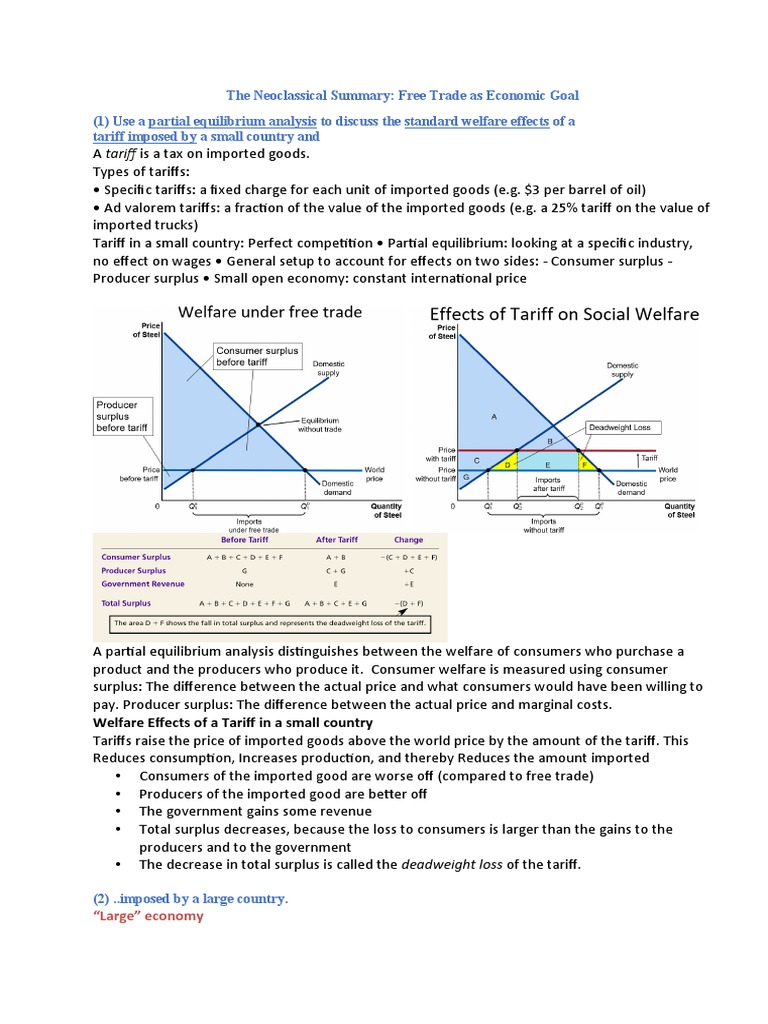 6 The Neoclassical Summary Free Trade As Economic Goal | PDF | Tariff ...
