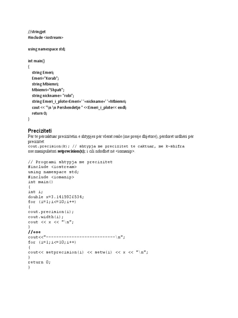 Preciziteti: Cout - Precision (K) // Shtypja Me Precizitet Te Caktuar, Me K-Shifra | PDF ...