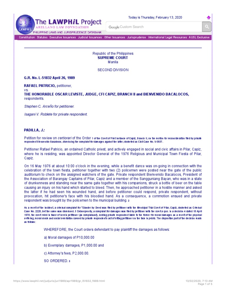 6.a Full Patricio Vs Leviste | PDF | Damages | Defamation