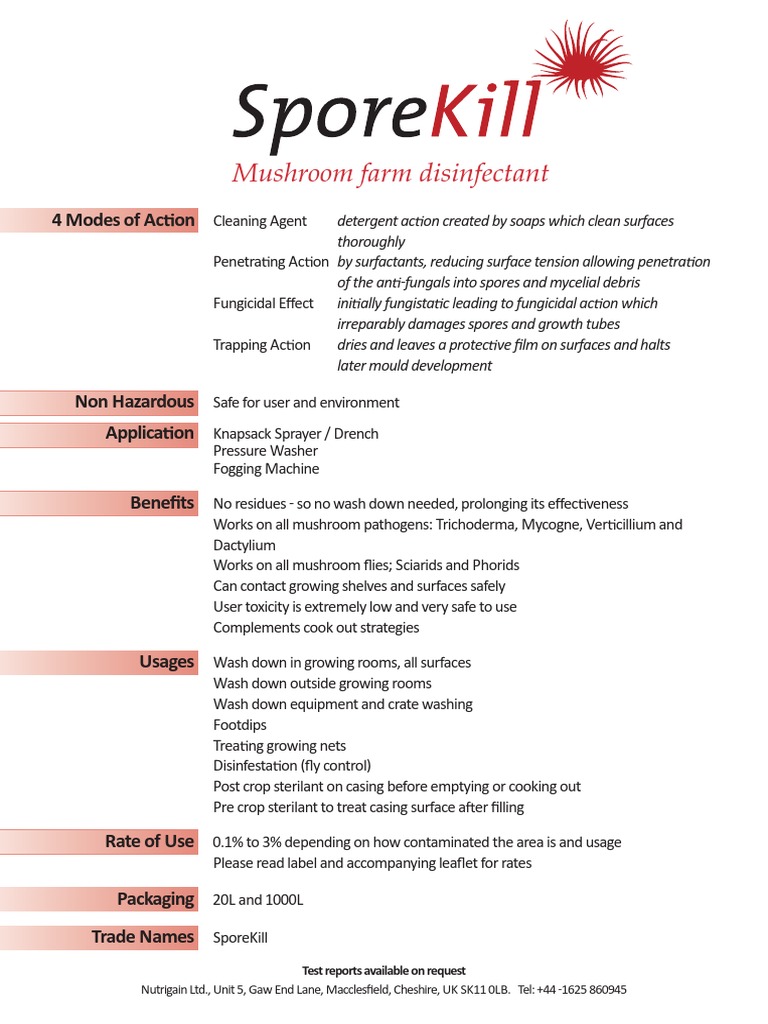 Sporekill A4 1pp Leaflet | PDF | Sterilization (Microbiology) | Hygiene