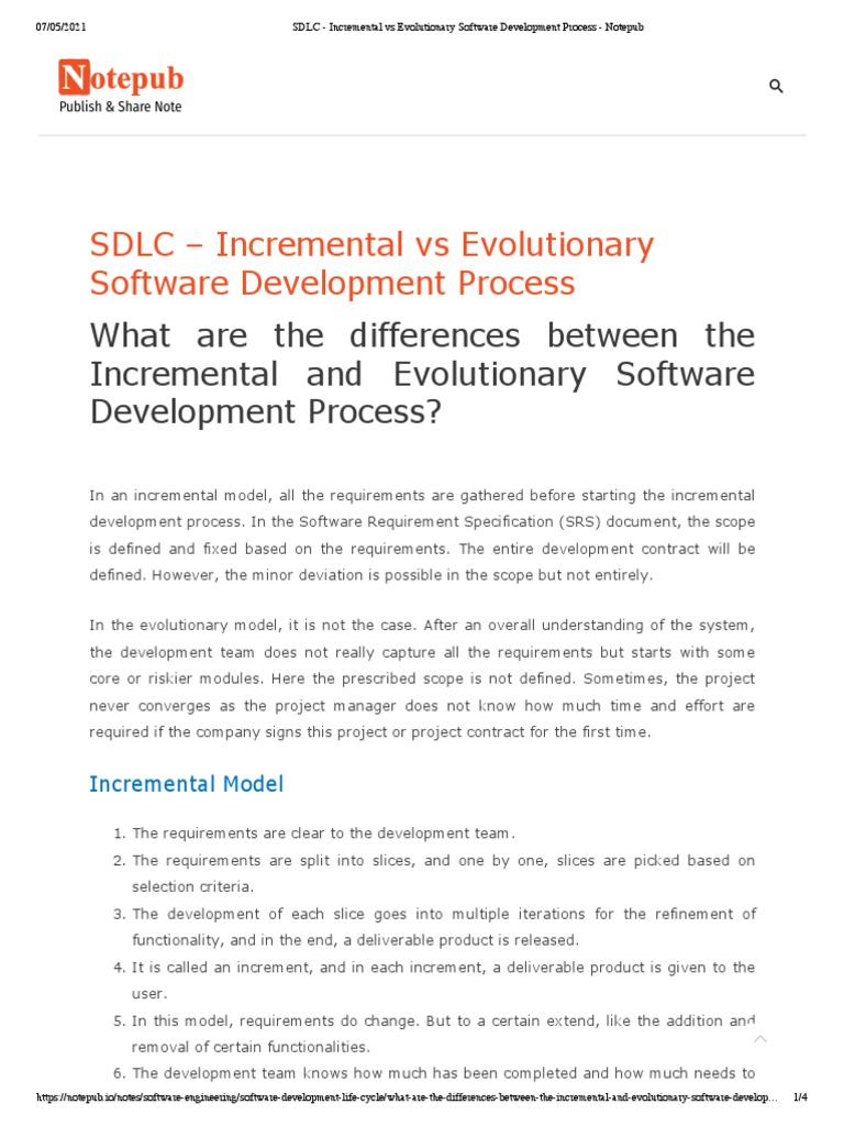 SDLC - Incremental Vs Evolutionary Software Development Process ...
