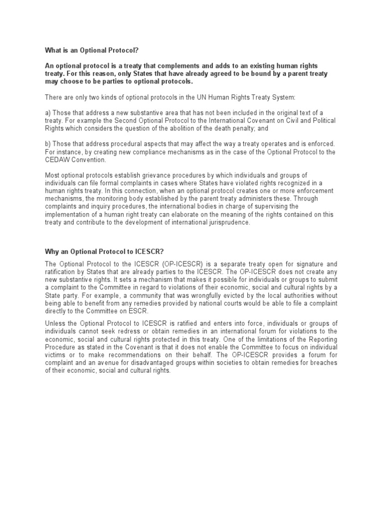 What Is An Optional Protocol | PDF | Treaty | Human Rights
