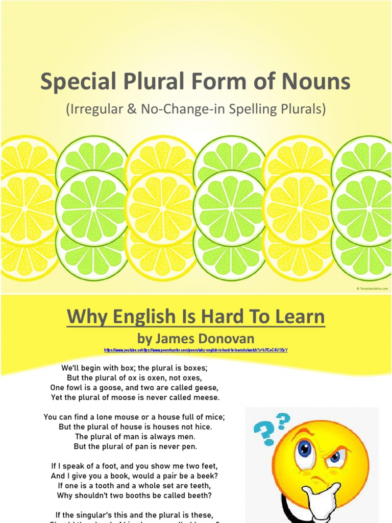 Special Plural Form of Nouns | PDF | Plural | Grammatical Number