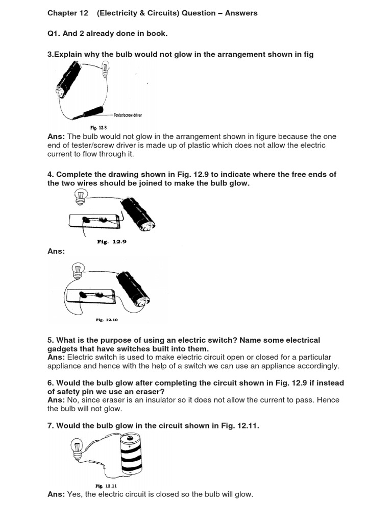 Science Class 6 Chapter 12 Ques Answer | Download Free PDF | Insulator ...