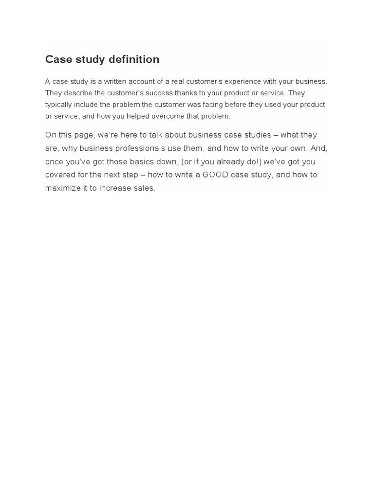 Case Study Definition | PDF