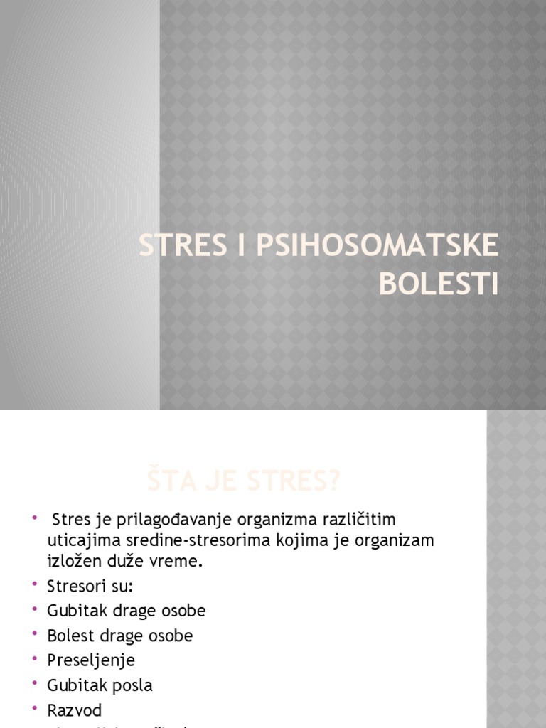 Stres I Psihosomatske Bolesti | PDF