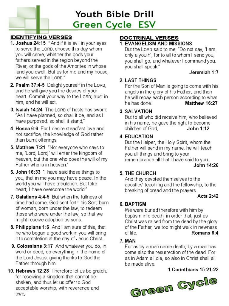 Green Cycle ESV: Youth Bible Drill | PDF | Resurrection Of Jesus | Religious Faiths