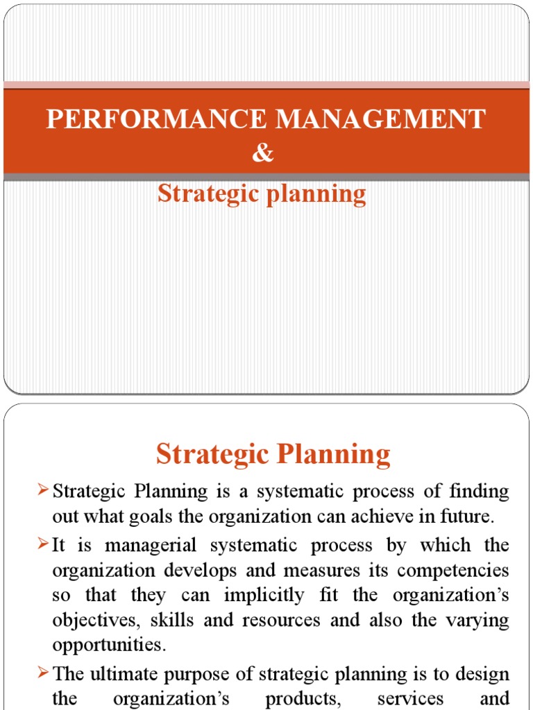 Strategic Planning and Performance Management | PDF | Strategic ...