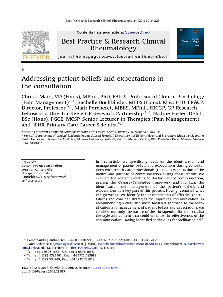 Managing Patient Beliefs in Consultations | PDF | Medicine | Health Care