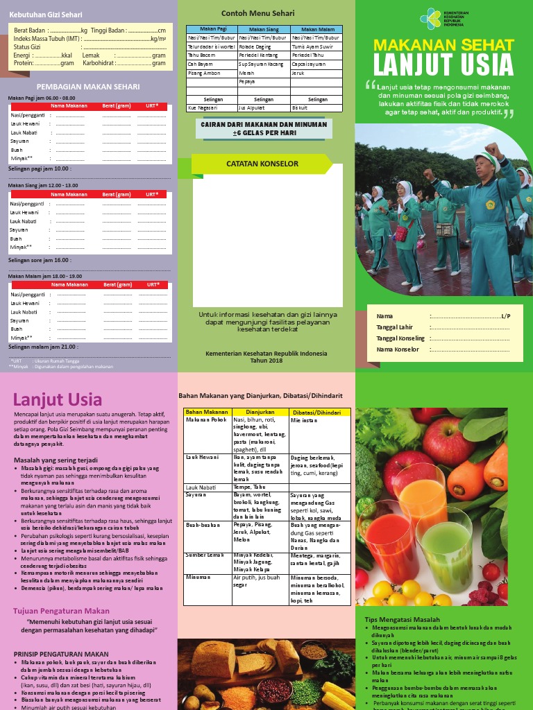 Menu Sehat Lansia Sehari-hari | PDF | Memasak, Makanan, & Anggur