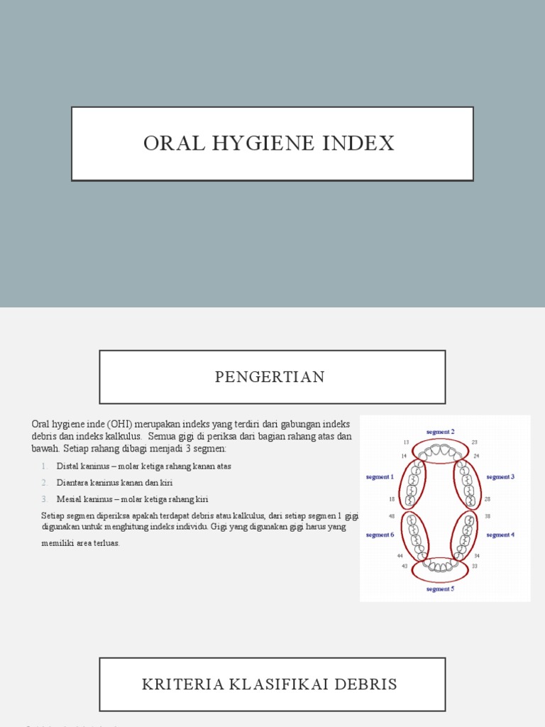 Indeks Kebersihan Mulut (OHI) dan Klasifikasinya | PDF