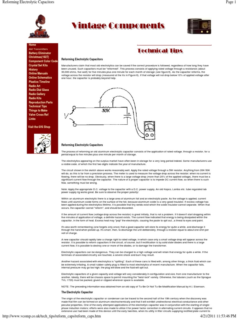 Reforming Electrolytic Capacitors Guide | PDF | Capacitor | Dielectric