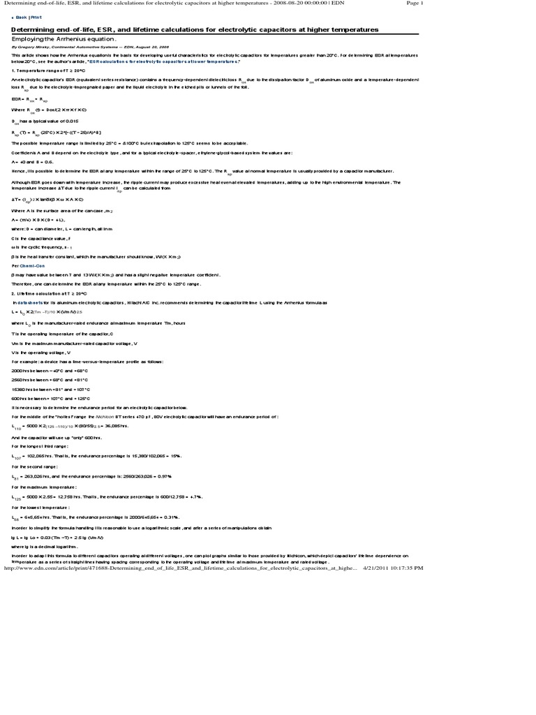 Capacitor Life Time Calculation | Download Free PDF | Capacitor ...