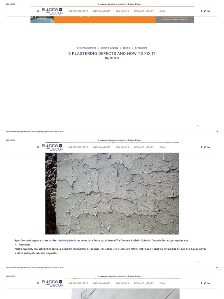 6 Plastering Defects and How To Fix It | PDF | Plaster | Mortar (Masonry)