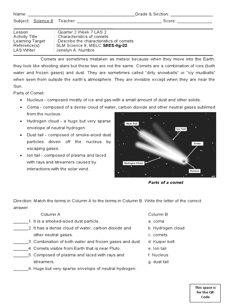 Parts of A Comet: This Space Is For The QR Code | PDF | Comet | Outer Space