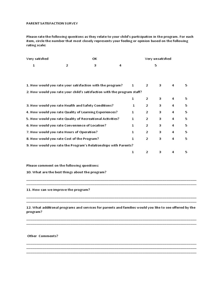 Parent Satisfaction Survey Overview | PDF | Human Nature ...