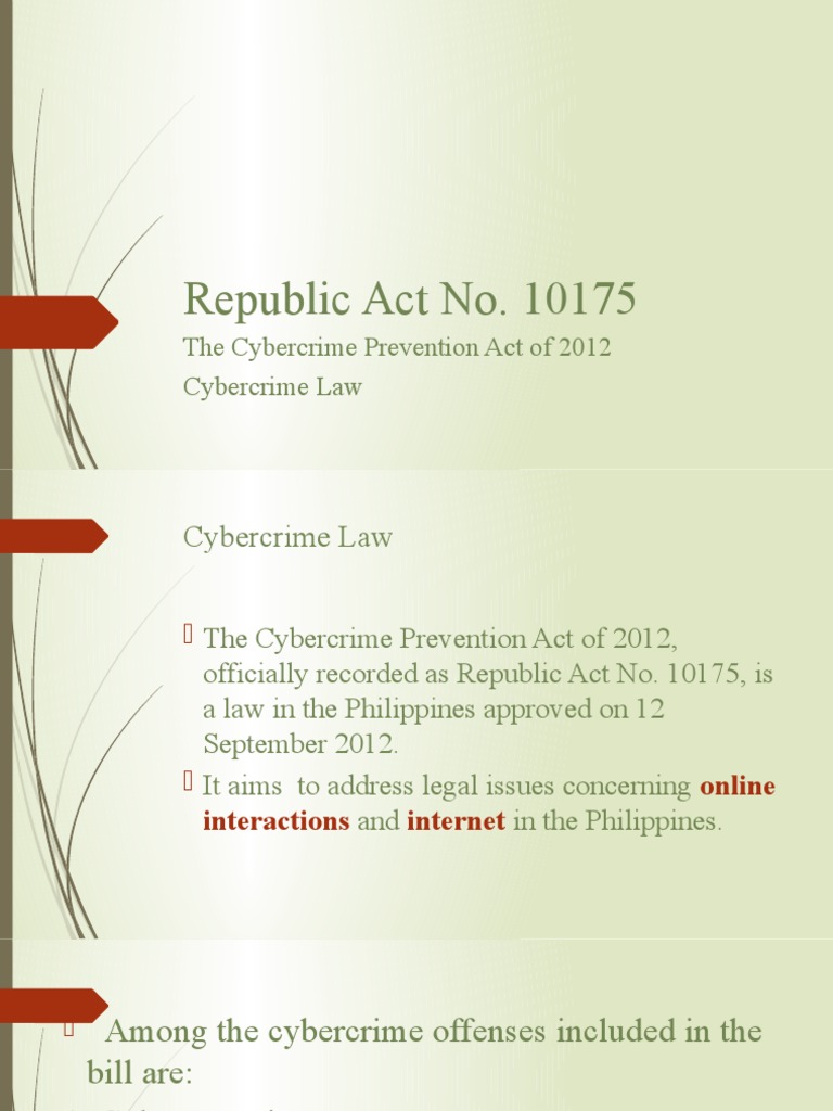 Republic Act No. 10175: The Cybercrime Prevention Act of 2012 ...