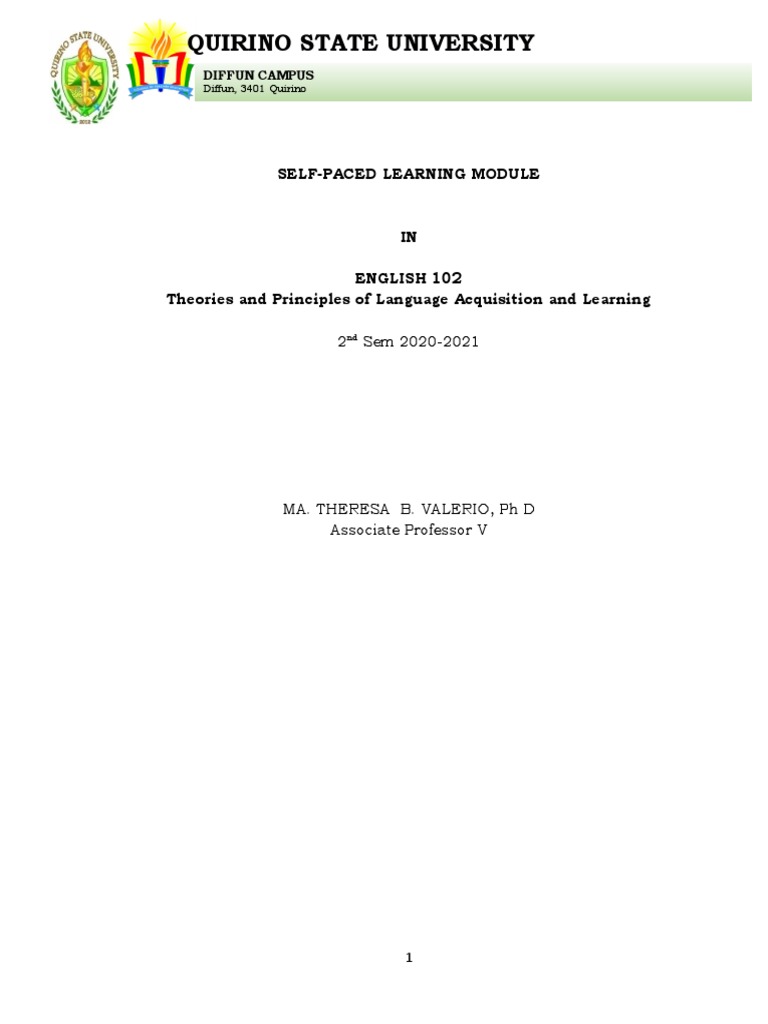 Quirino State University: Self-Paced Learning Module | PDF | Language ...