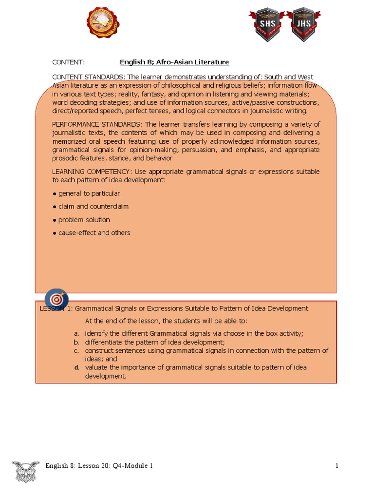 Answer Key Grade 8 | PDF | Essays | Question