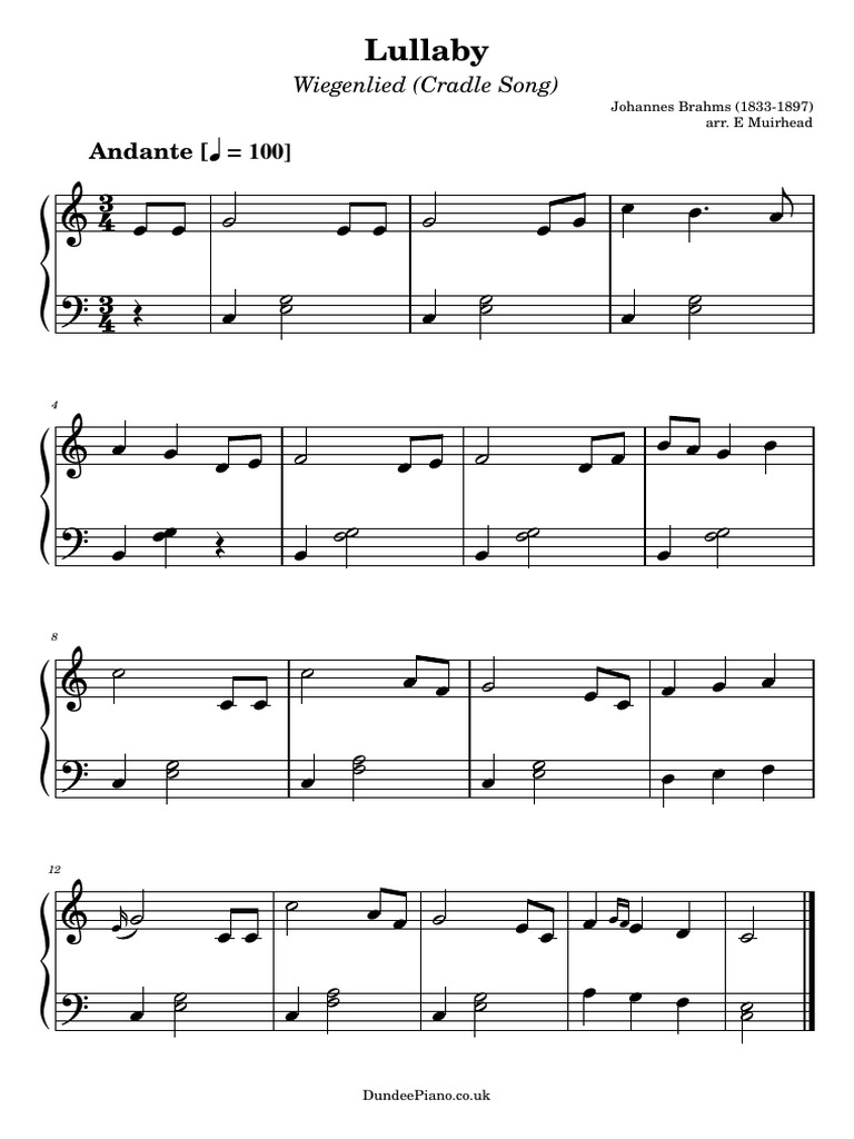 Lullaby - Brahms C Major | PDF