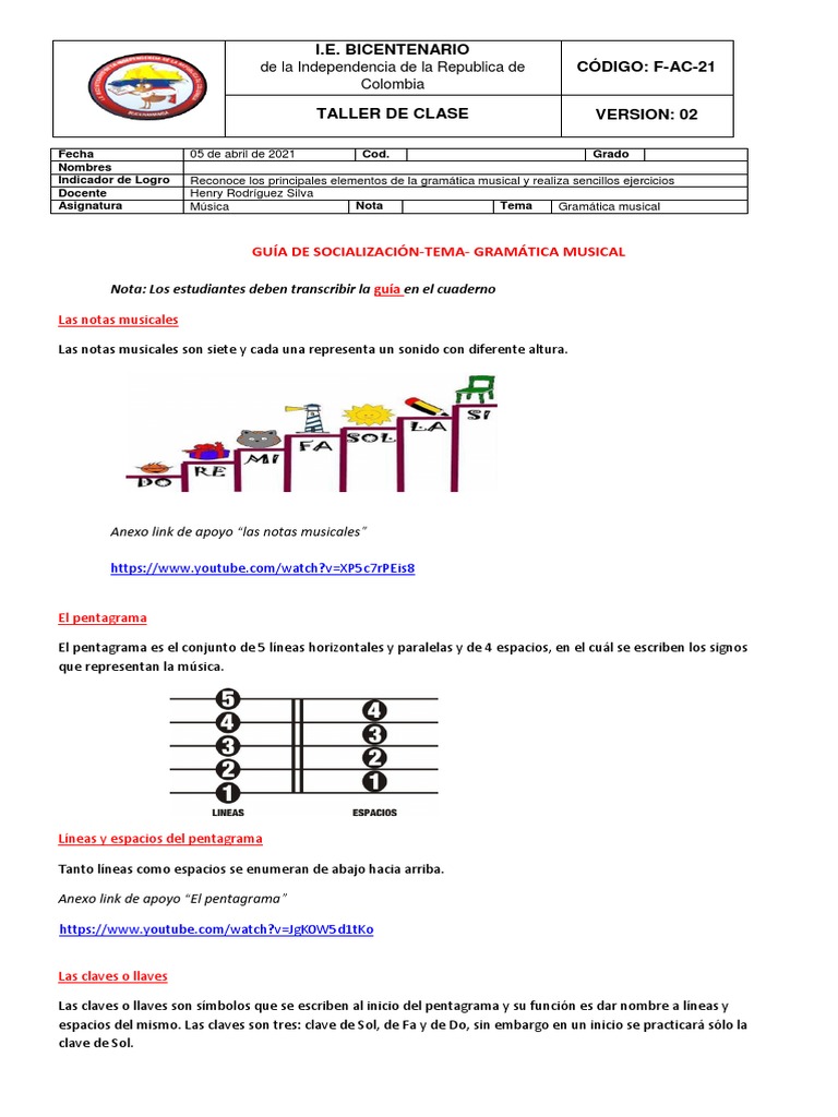 Guía-Gramática Musical | PDF | Clave | Composiciones Musicales