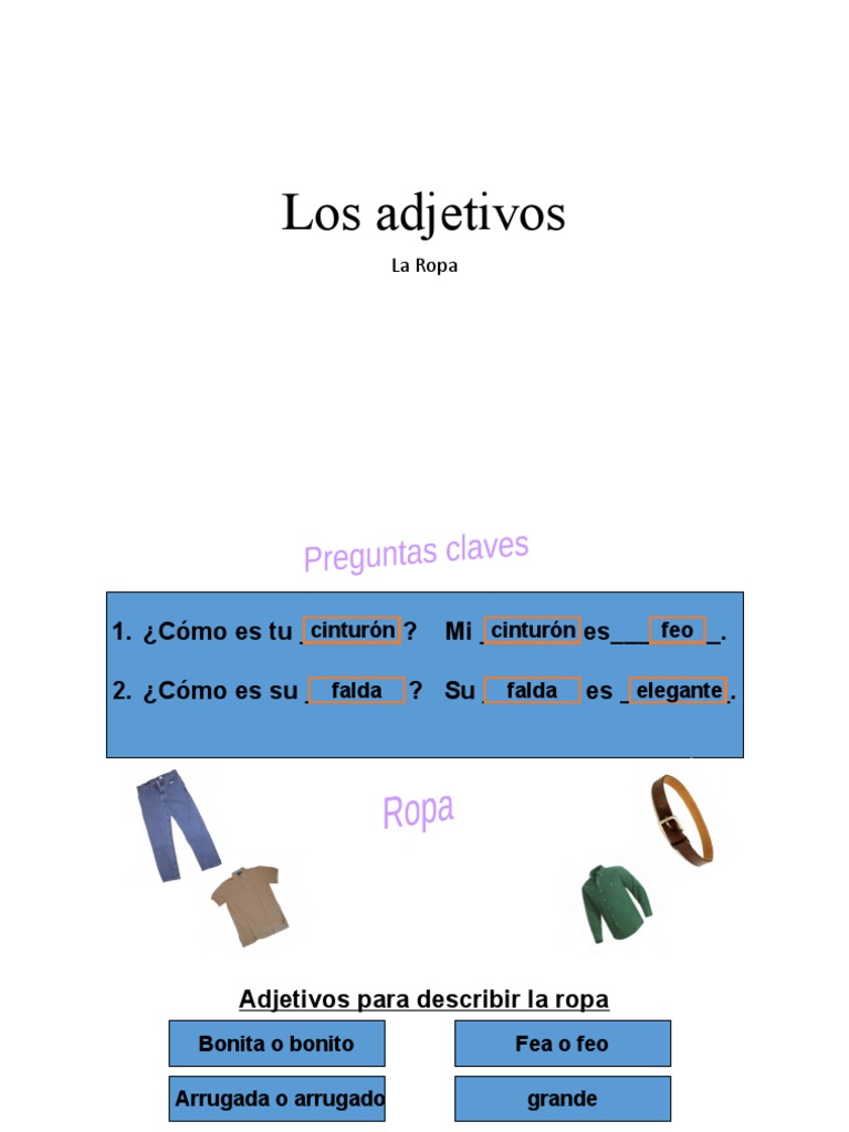 La Ropa Los Adjetivos | PDF | Softlines (venta minorista) | Ropa