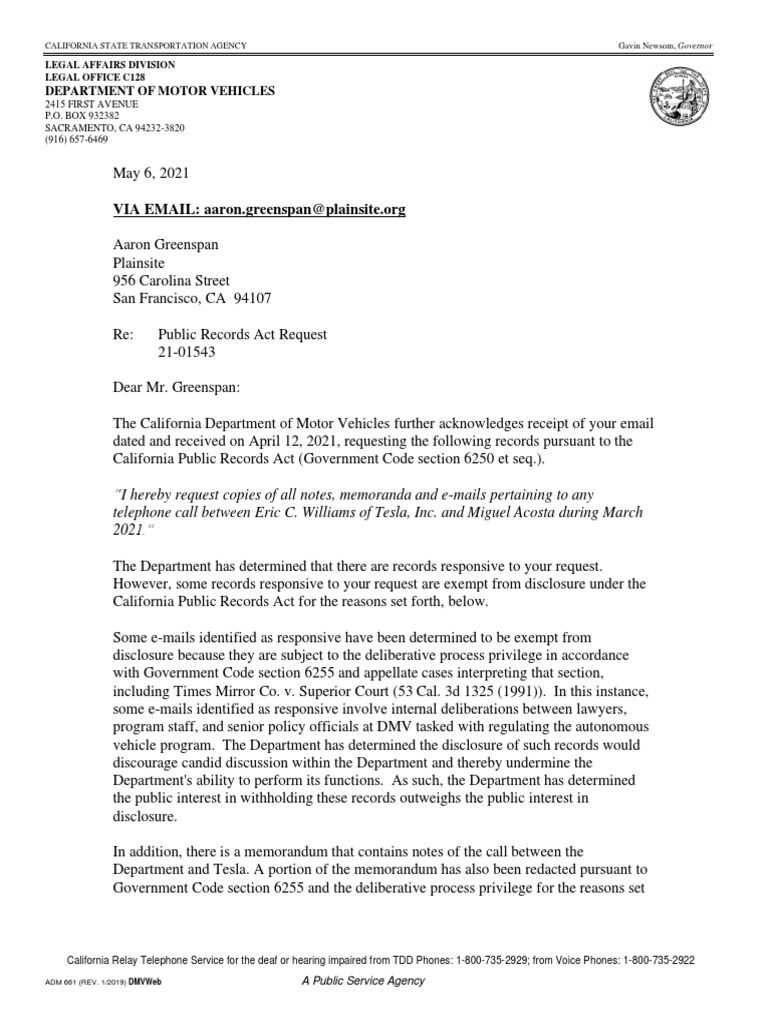 Tesla DMV Comms | PDF | Department Of Motor Vehicles | Motor Vehicle