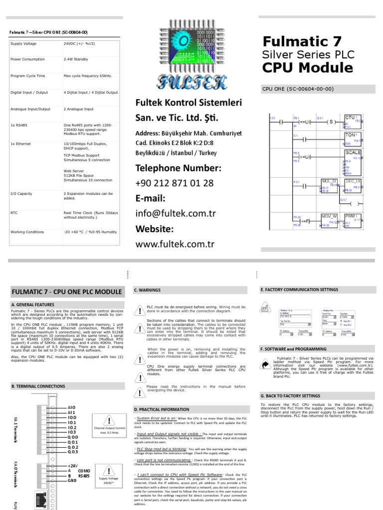 Fulmatic 7 CPU Module: Silver Series PLC | Download Free PDF ...