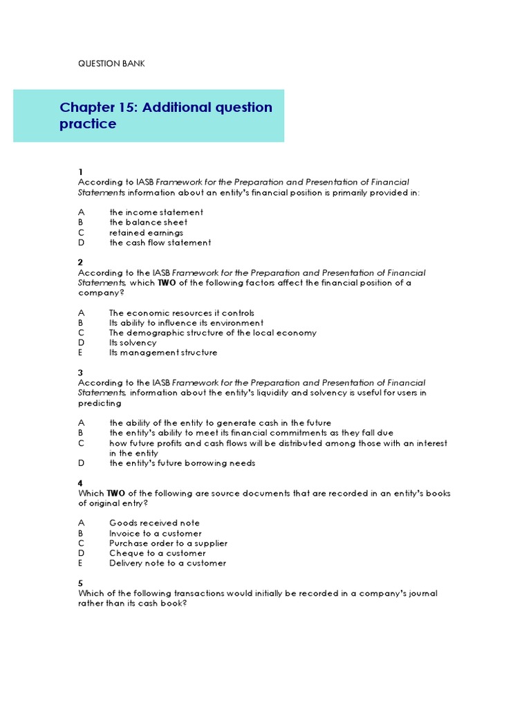 Financial Statement Practice Questions | PDF | Bookkeeping | Accounts Payable