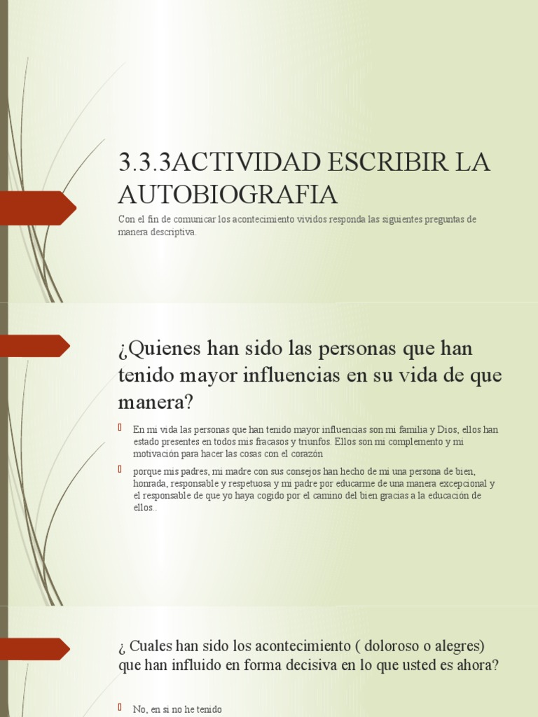 3..3.3 Actividad Escribir La Autobiografia | PDF | Vida | Conocimiento