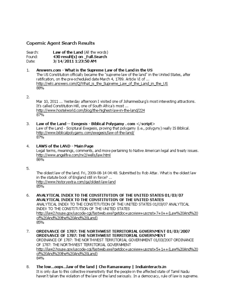 Law of The Land | PDF | Law Of The Land | United States Constitution