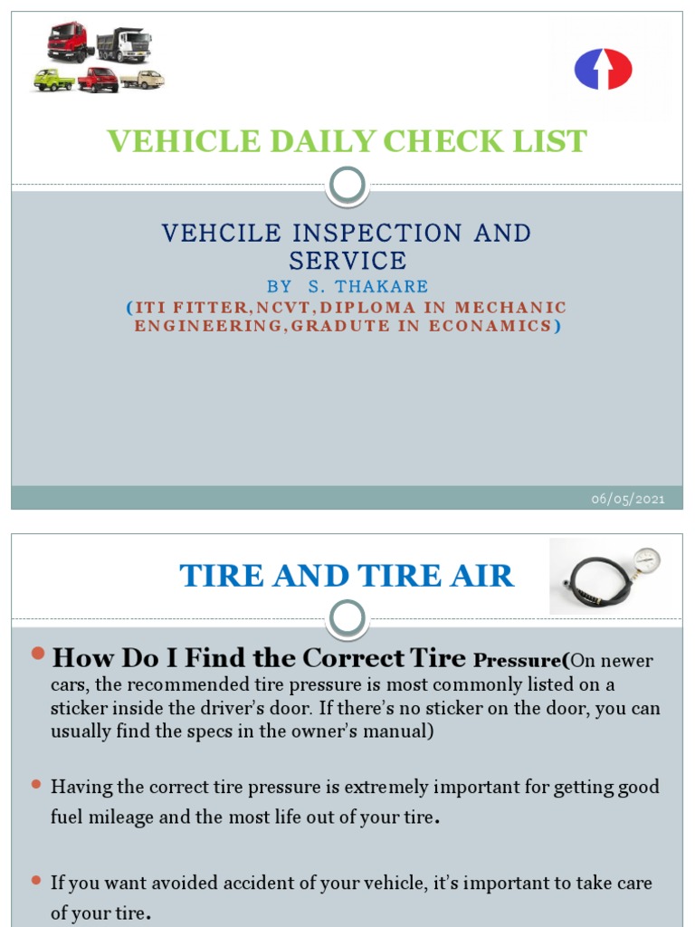Vehicle Daily Check List | PDF | Vehicles | Brake